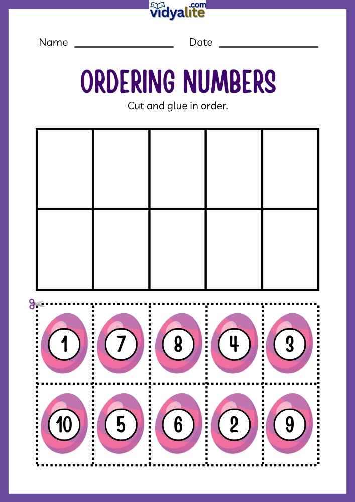 Free Printable Ordering Number 2nd Set Worksheet for Preschool ...