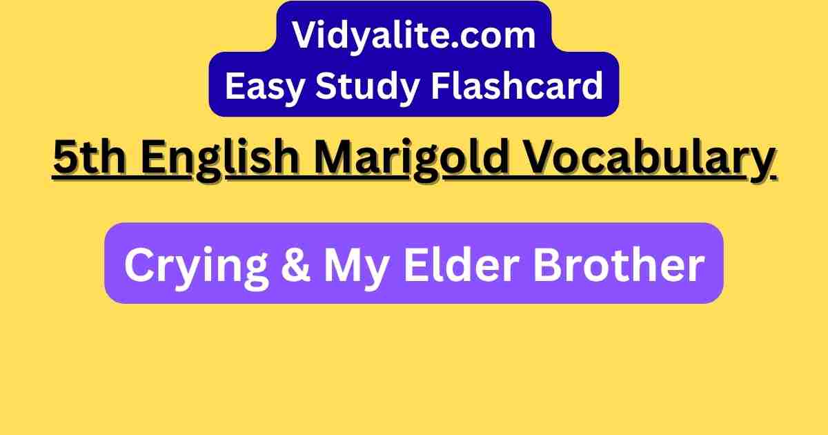 Easy Study: NCERT 5th English Marigold Vocabulary: Unit 4 Crying & My ...